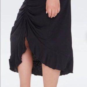 Forever 21 | Skirts | Forever 2 Nwts Ruched Black Drawstring Midi Skirt ...
